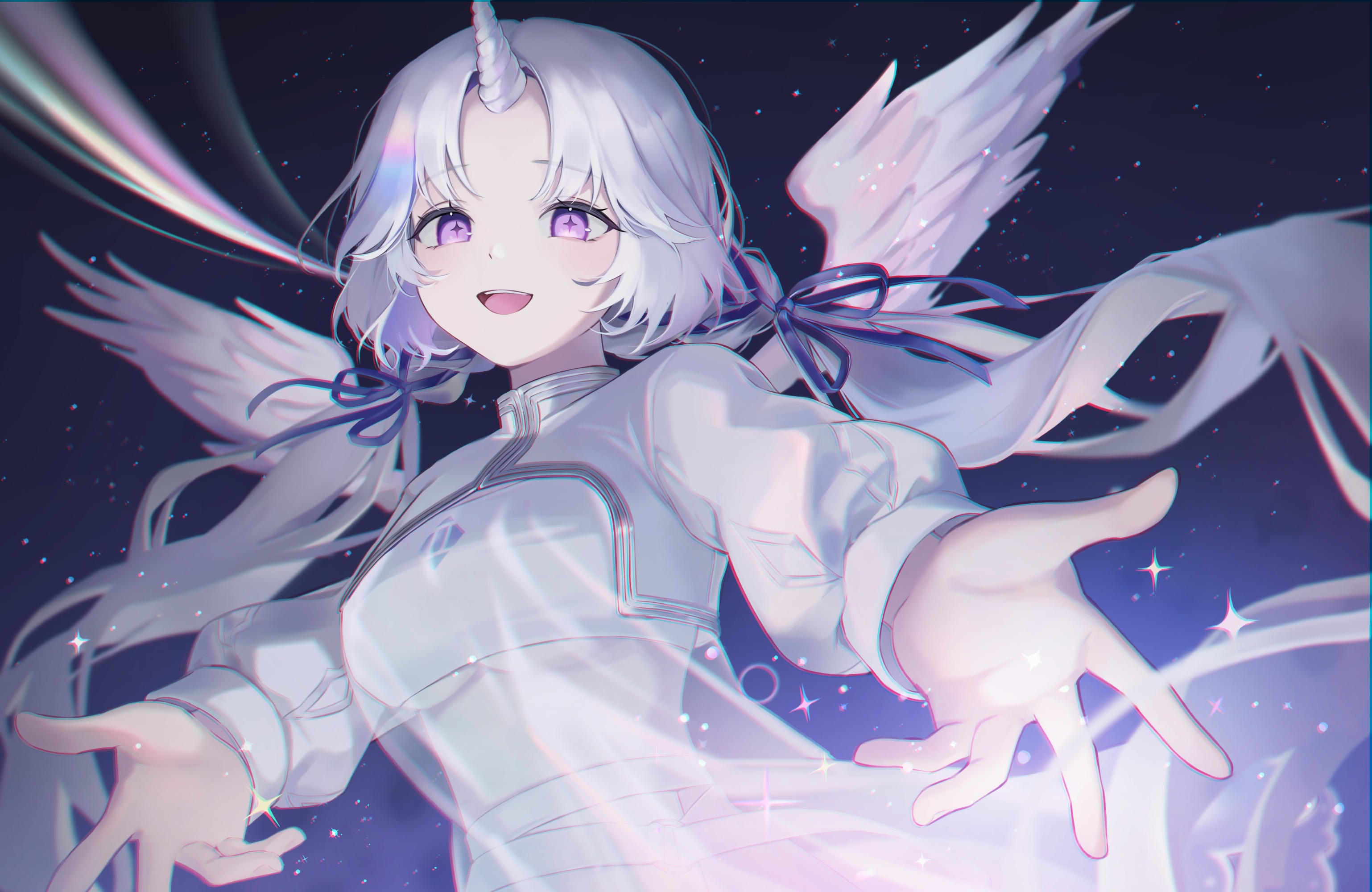 daro 0 0 stellive ayatsuno yuni horns no bra see through underboob wings | #1091681 | yande.re